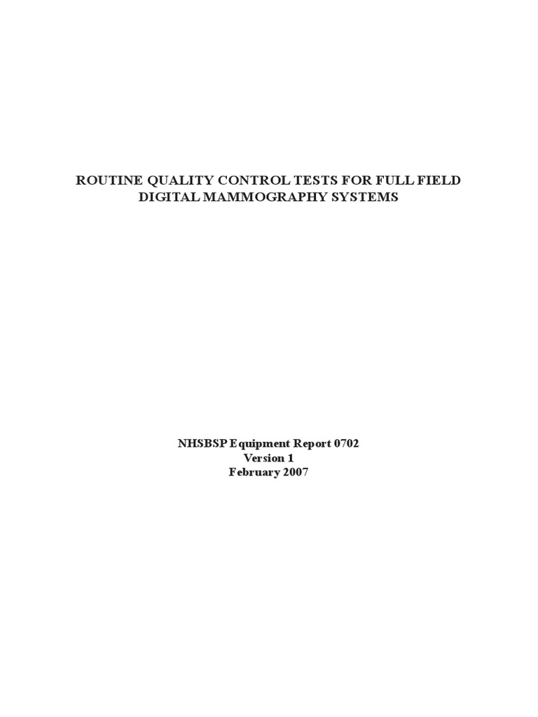 NHSBSP Equipment Report 0702 | PDF | Mammography | Computer Monitor