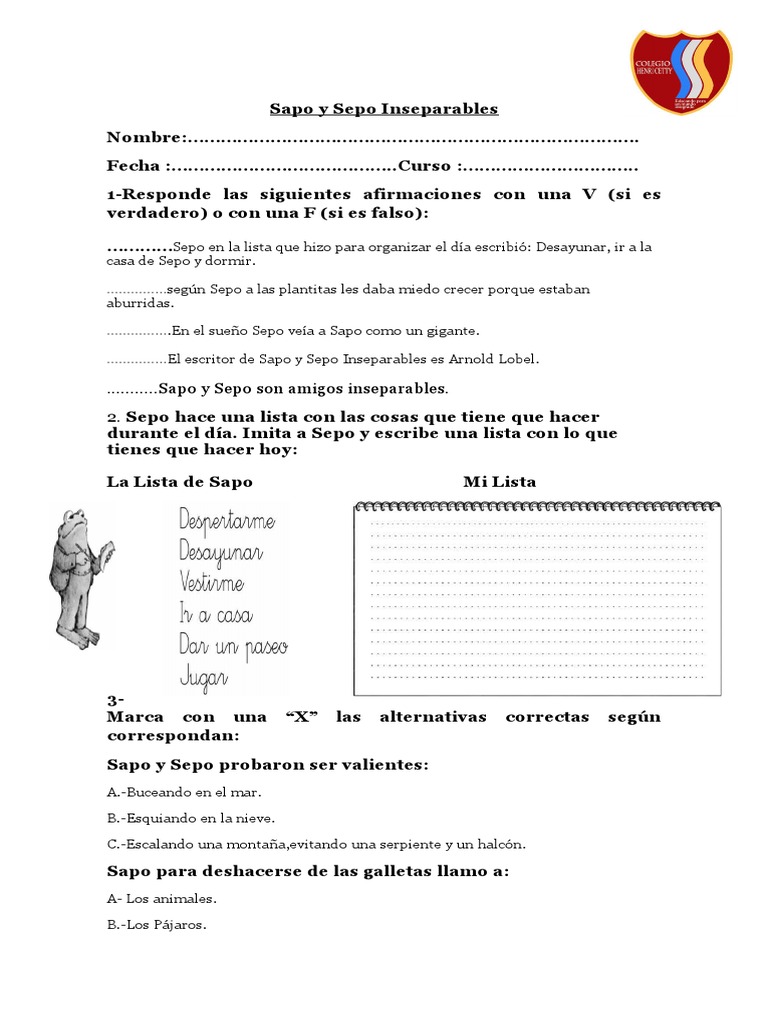 Guía Sapo y Sepo | PDF