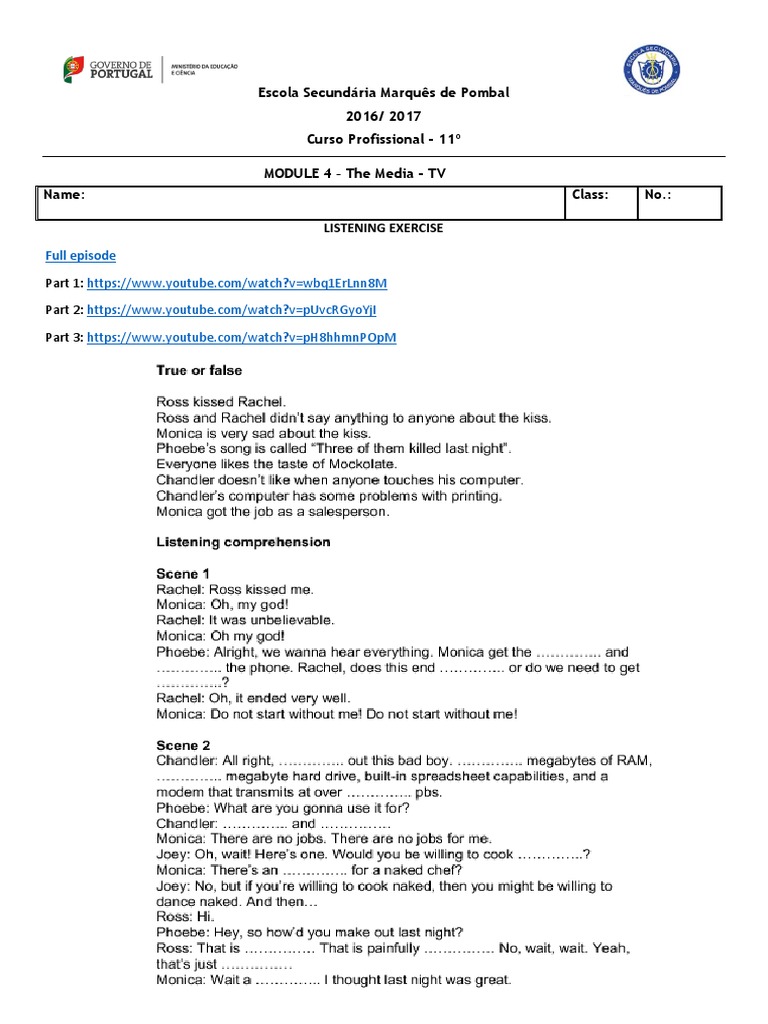 1-Listening Activity_Friends Sitcom | PDF