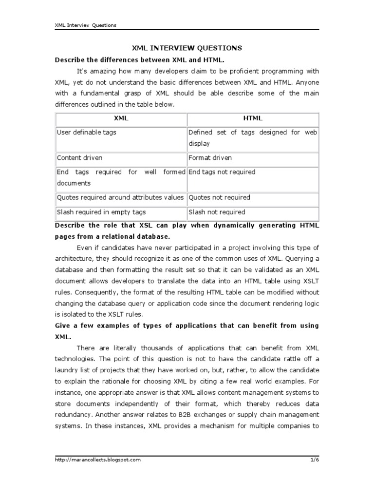 XML Interview Questions | PDF | Xml | X Path