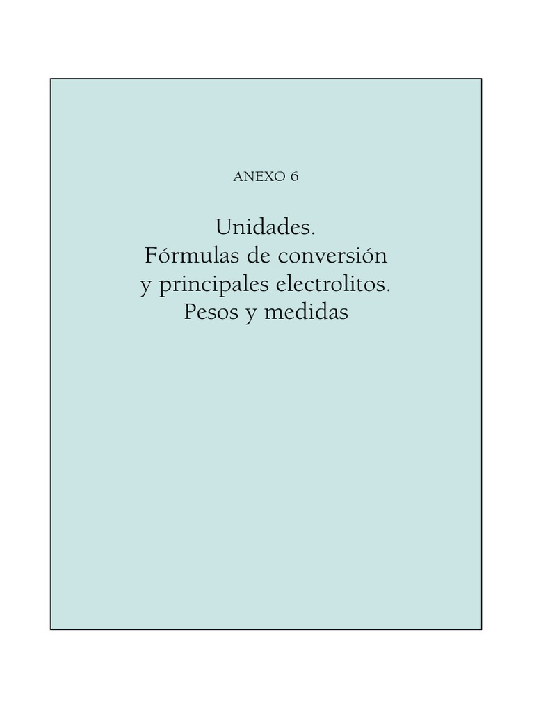 Unidades. Formulas de Conversion y Principales Electrolitos | PDF ...