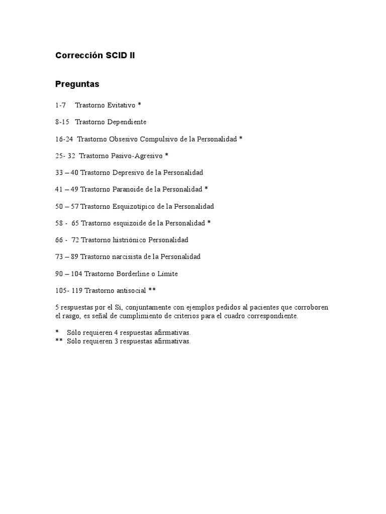 Corrección SCID II | PDF | Enfermedades y trastornos humanos ...