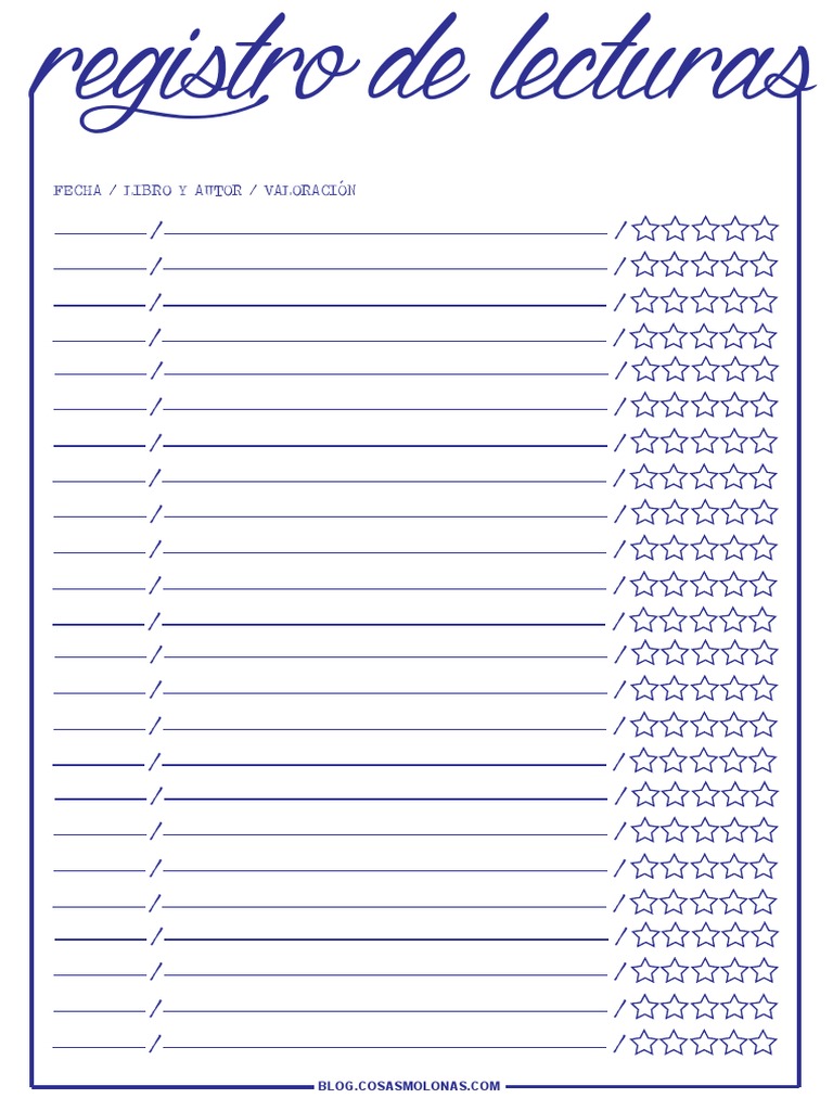 Registro de Lecturas para Imprimir | PDF
