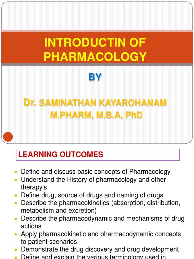 Introduction of Pharmacology | PDF | Pharmacology | Pharmacokinetics