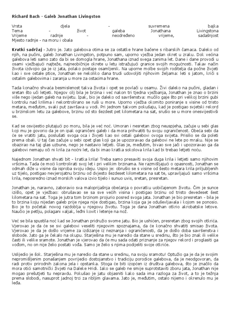 Richard Bach - Galeb Jonathan Livingston Lektira | PDF