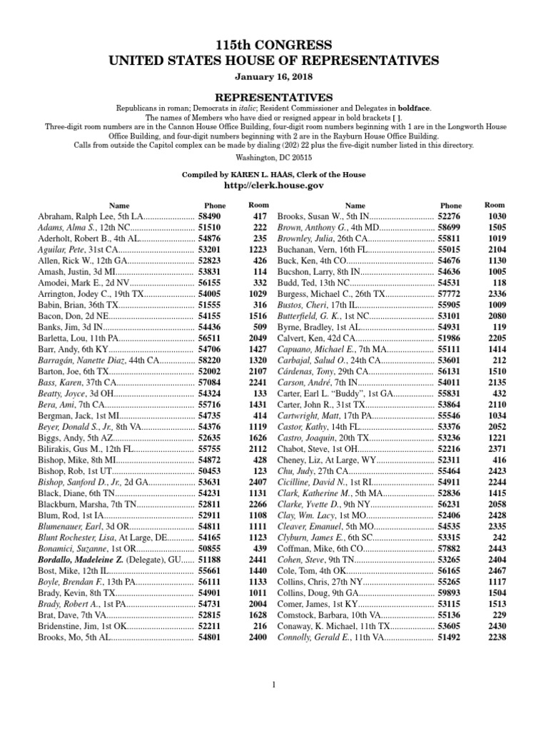 115th Congress | PDF | Legislative Branch Of The United States ...