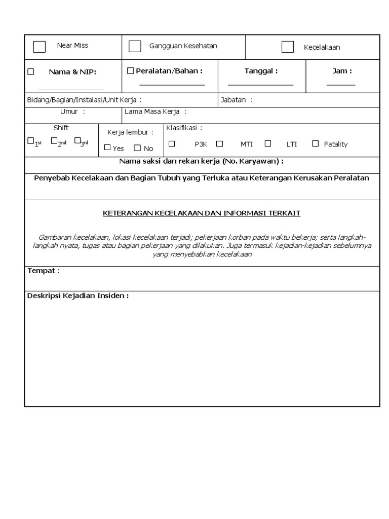 Form - Laporan Investigasi Insiden | PDF