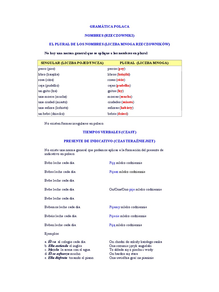 Gramática Polaca | Descargar gratis PDF | Verbo | Asunto (gramática)