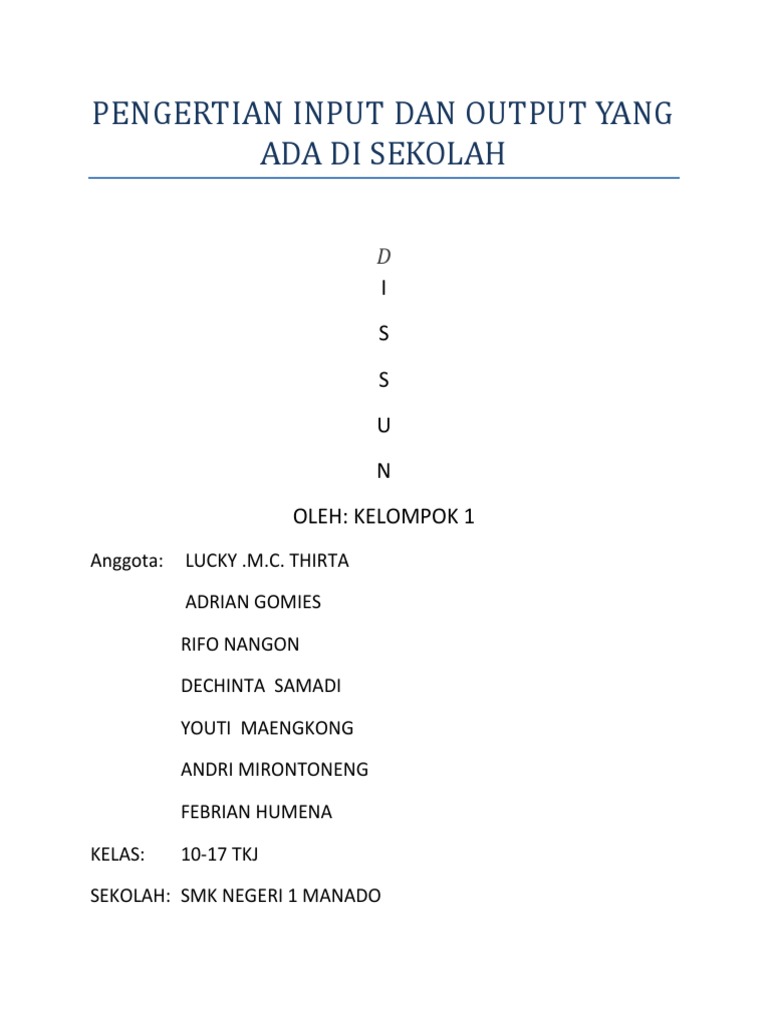 Pengertian Input Dan Output Yang Ada Di Sekolah | PDF | Seni