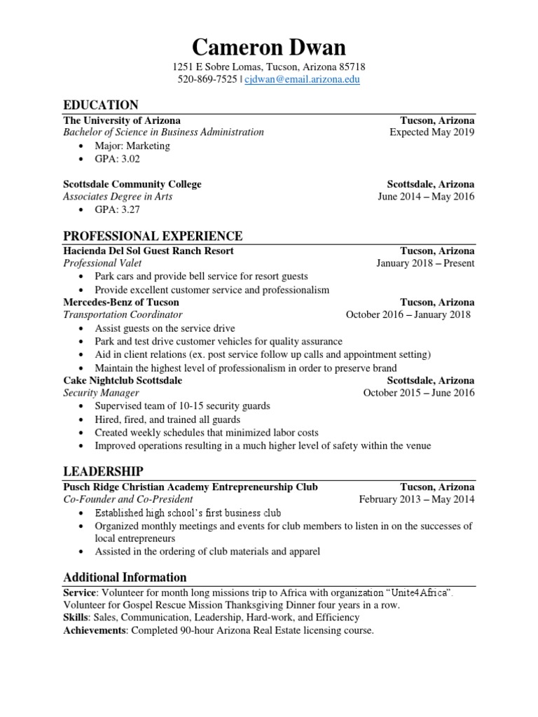 Cameron Dwan Resume | PDF | Entrepreneurship | Business