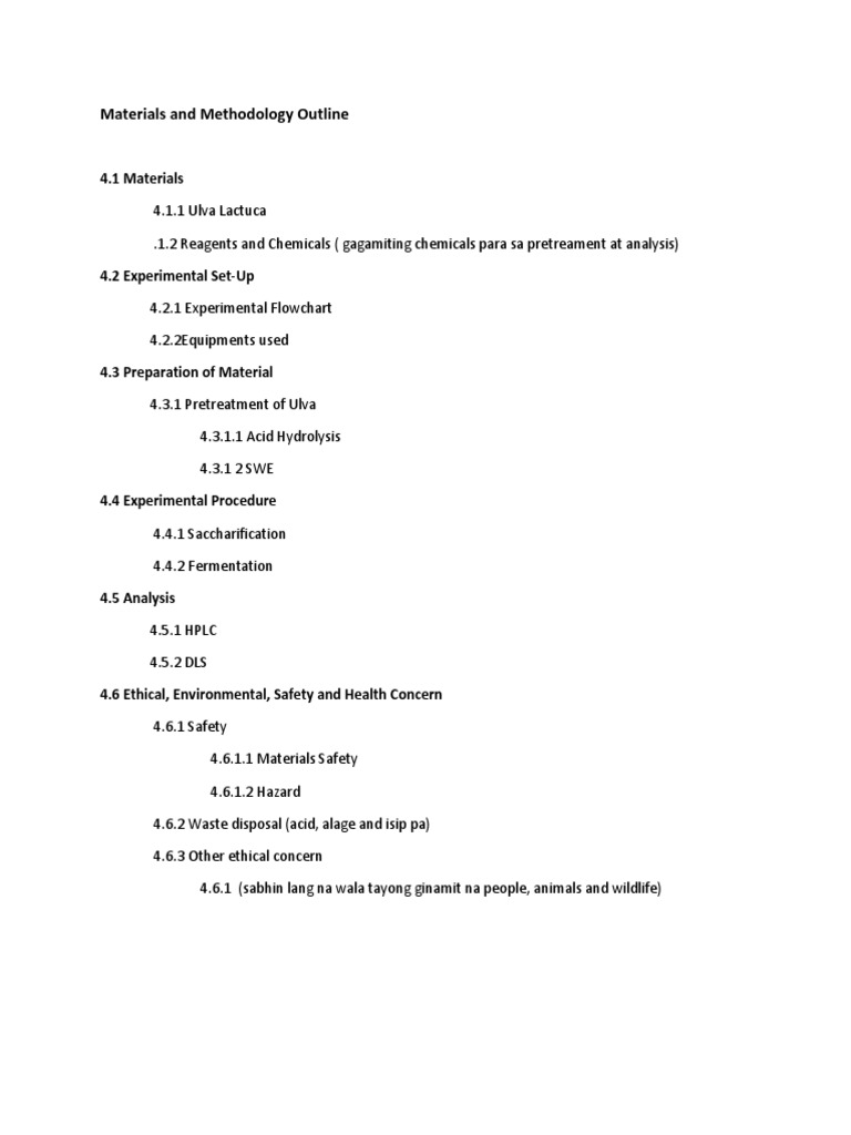 Materials and Methodology Outline | PDF
