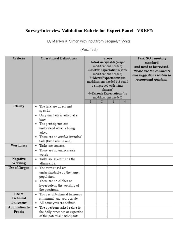 Expert Validation My Version | Rubric (Academic) | Expert
