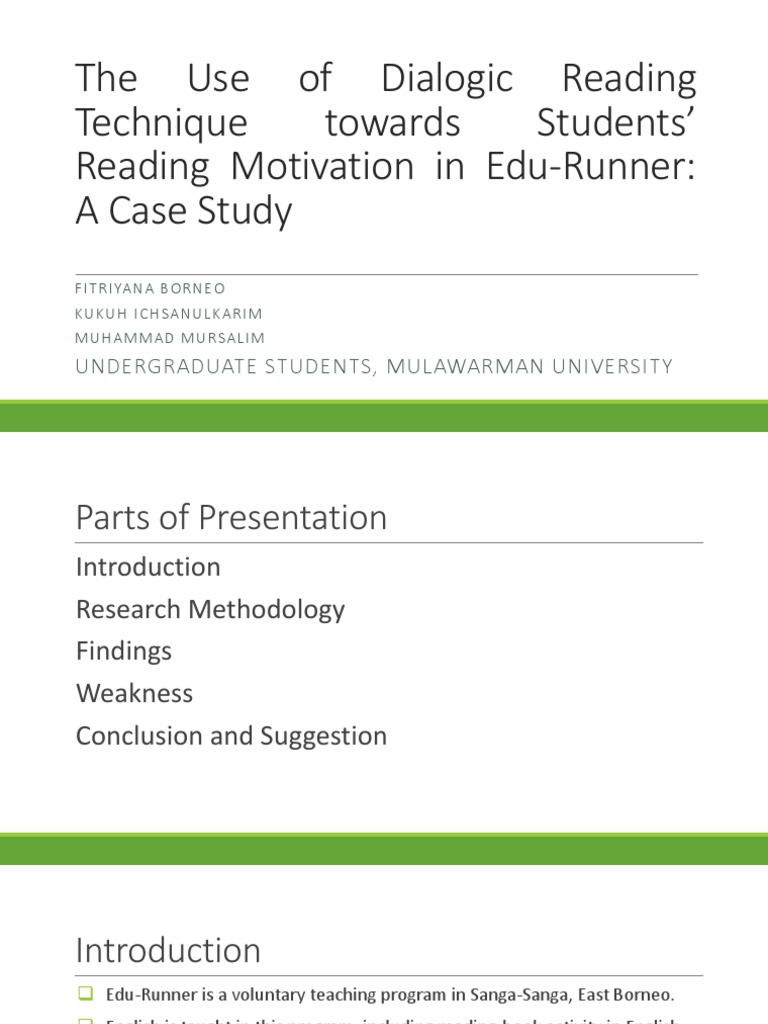 The Use of Dialogic Reading Technique Towards Students' Reading ...