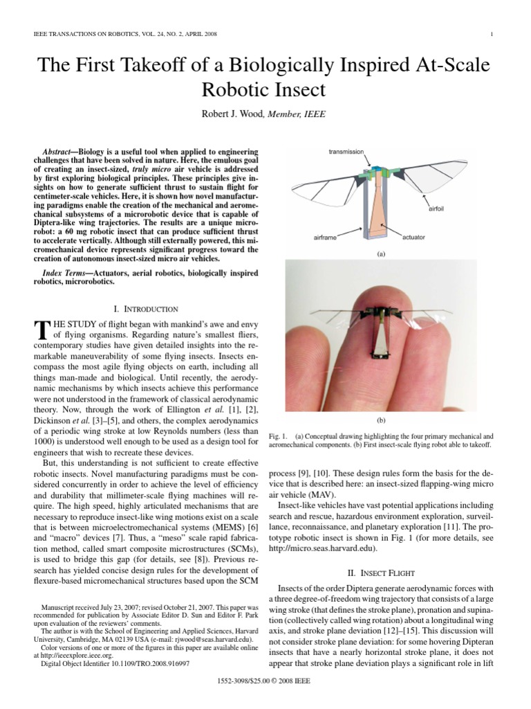 The First Takeoff of A Biologically Inspired At-Scale Robotic Insect ...