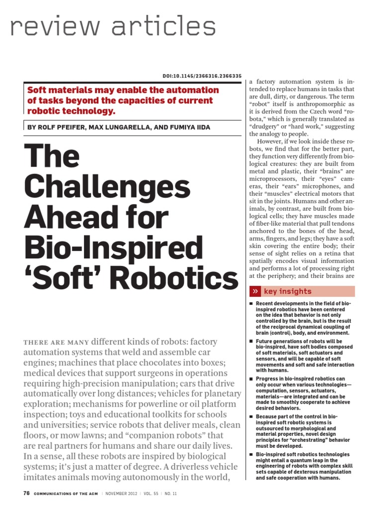 The Challenges Ahead For Bio-Inspired Soft' Robotics | PDF | Robotics ...
