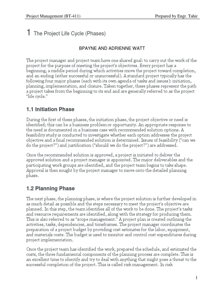 Project Life Cycle | PDF | Project Management | Accountability