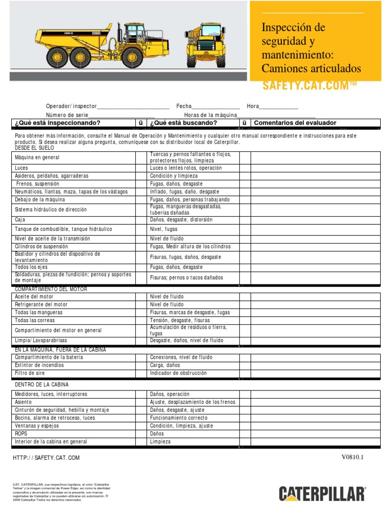 Checklist - Camión Articulado Cat | PDF | Transporte | Vehículos
