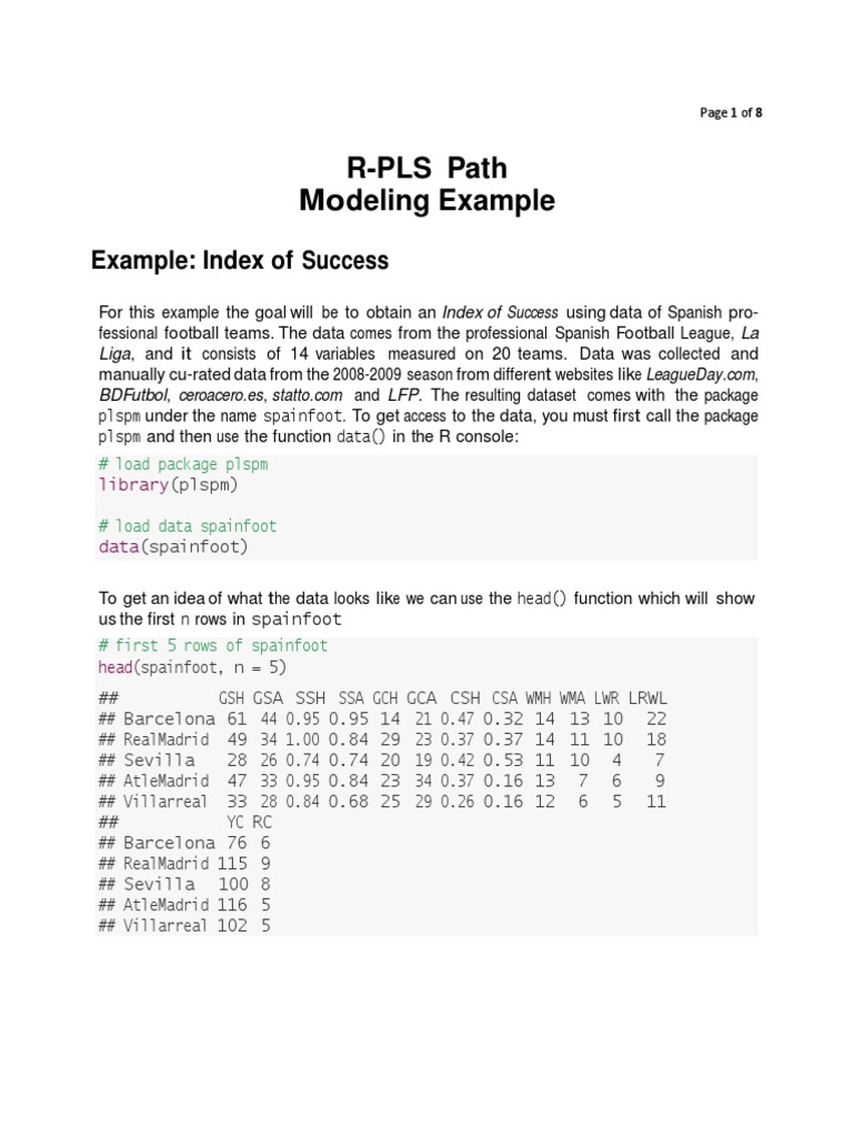R-PLS Path Modeling Example | PDF | Matrix (Mathematics) | C (Programming Language)