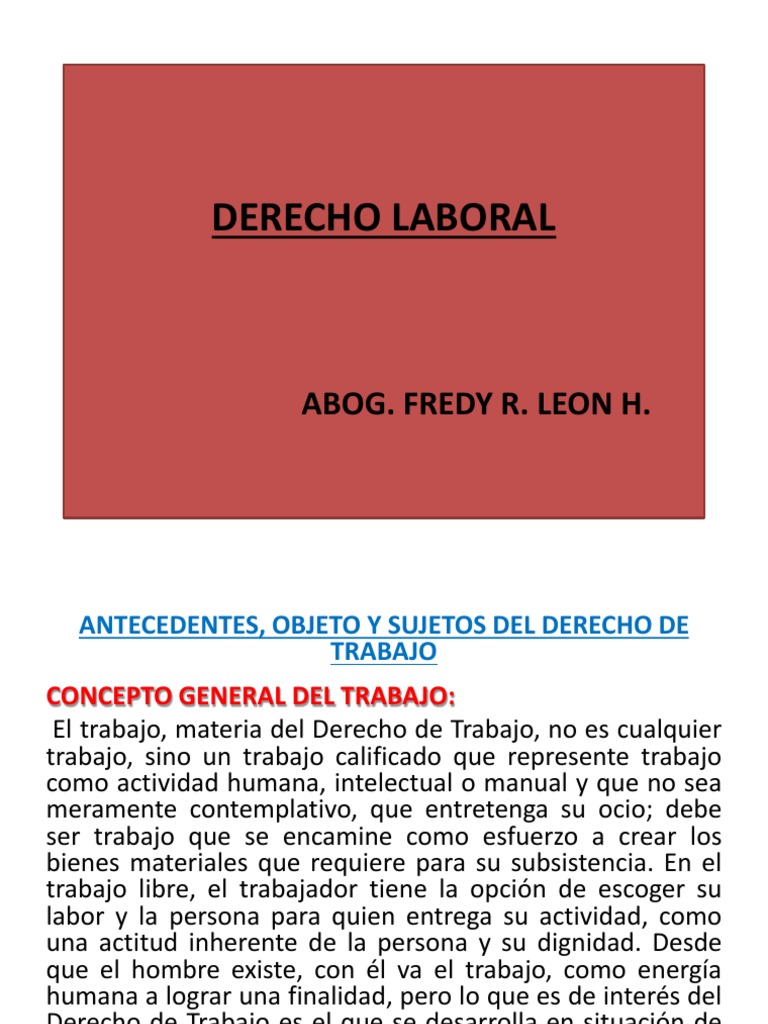 Diapositivas Derecho Laboral I | PDF | Derecho laboral | Salario