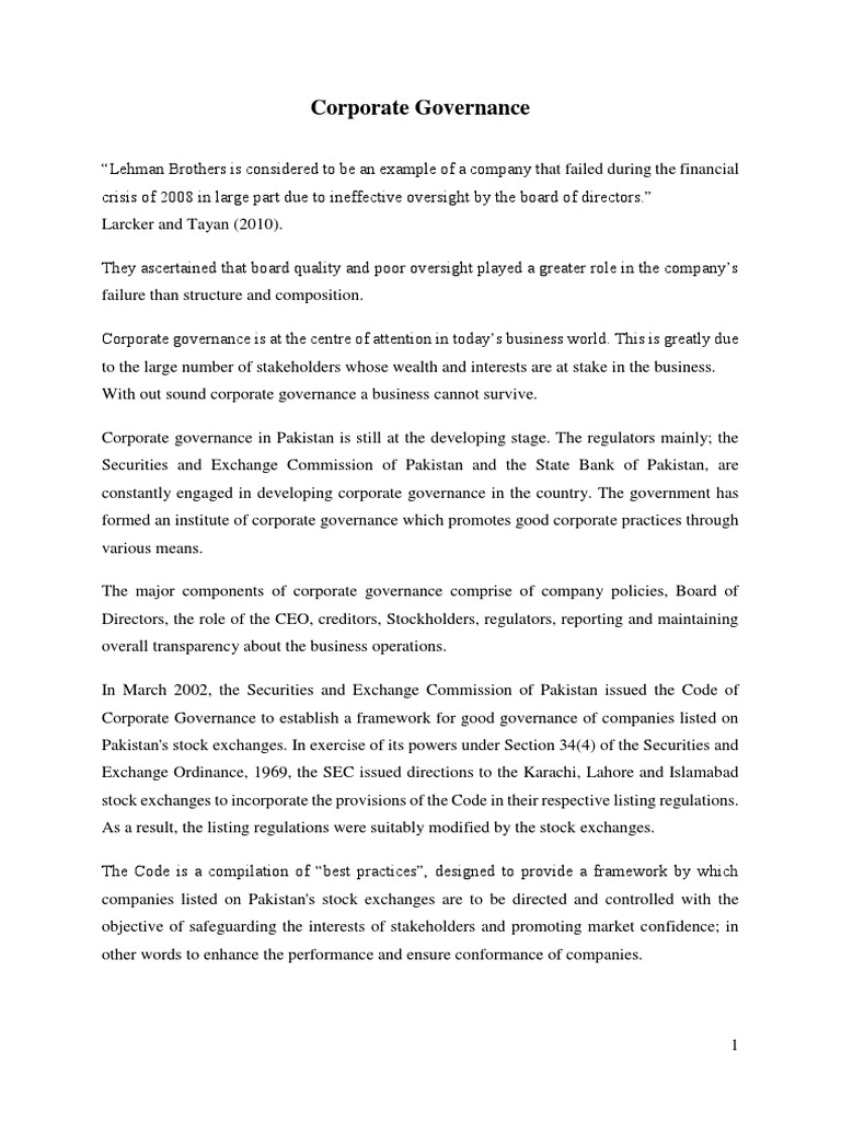 Corporate Governance | PDF | Corporate Governance | Organizational Culture