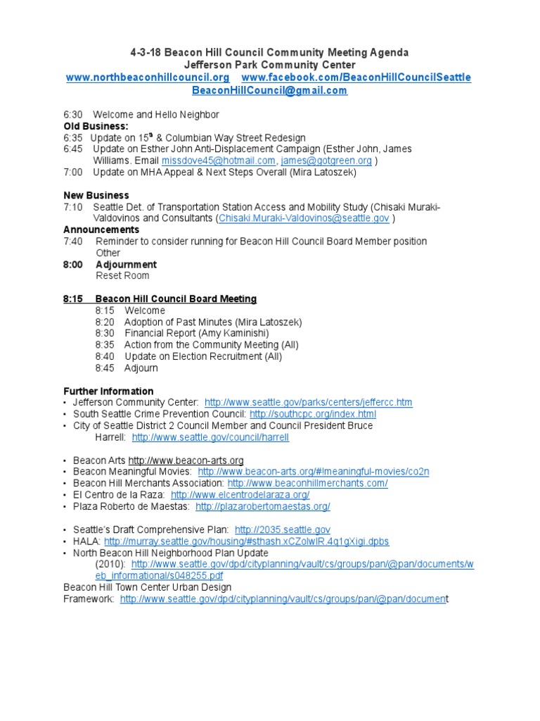 18 BHC Agenda For 4-3 Final | PDF