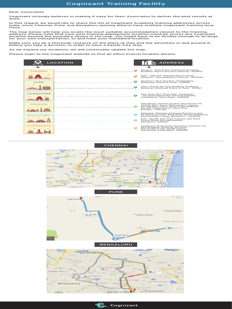 Cognizant Training Locations in India | PDF | Science And Technology ...