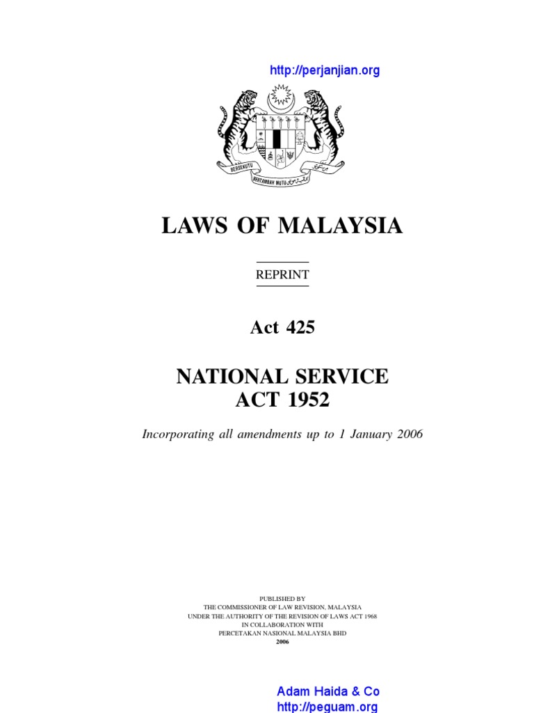 Act 425 National Service Act 1952 | PDF | Arrest | Court Martial