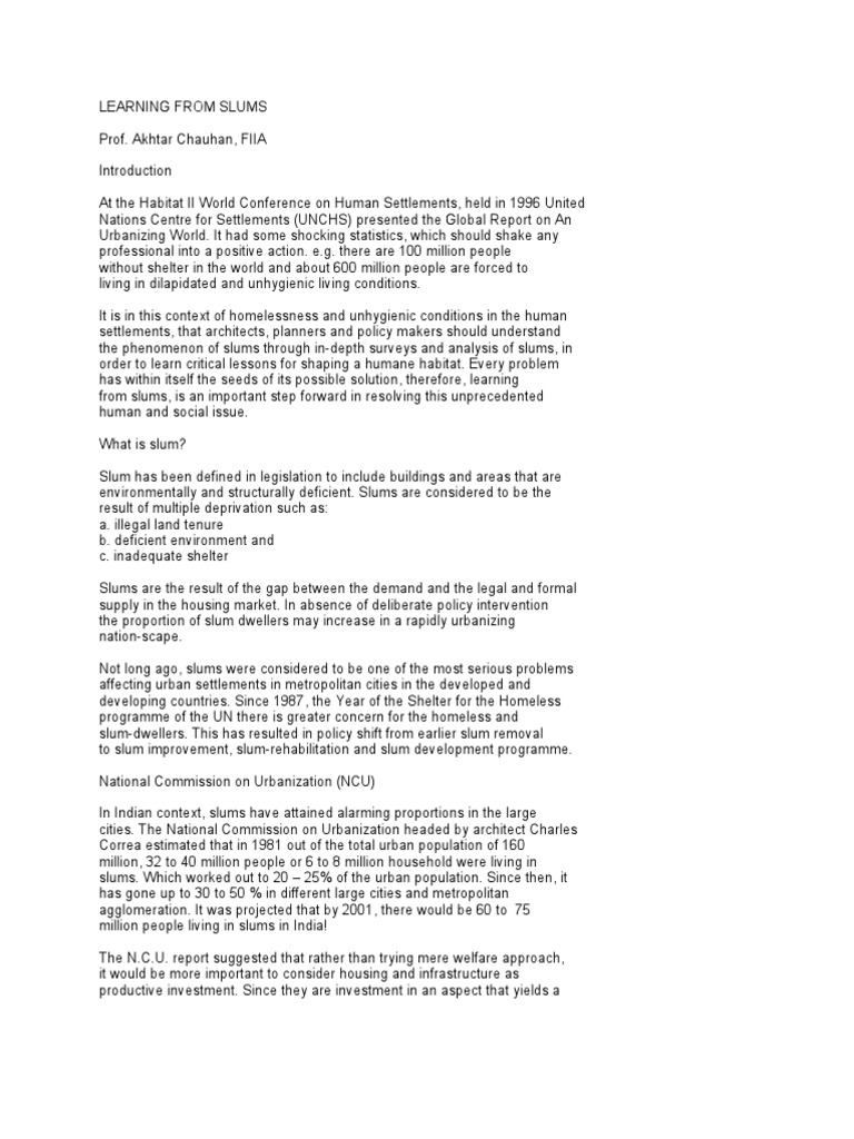 Learning From Slums | PDF