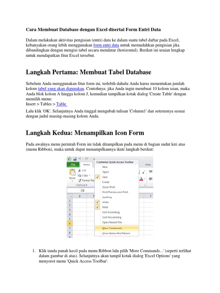 Cara Membuat Database Excel dengan Form | PDF