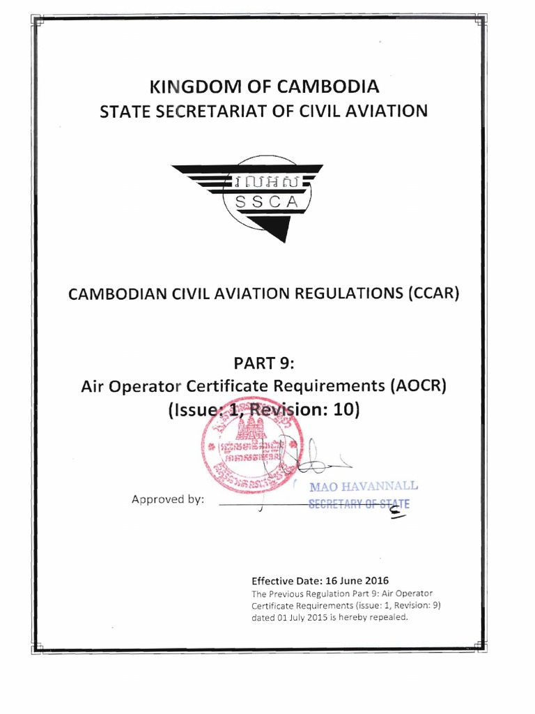 Part 9 Air Operator Certificate Requirements AOCR | PDF | Technology ...
