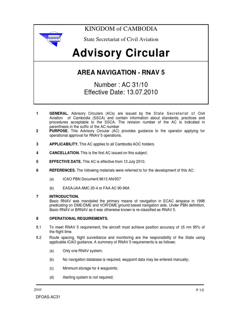 Ac 31-Area Navigation - Rnav 5 | Download Free PDF | Aviation | Aerospace Engineering