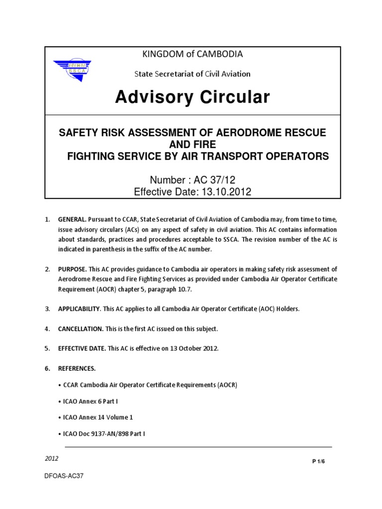 Ac 37-Safety Risk Assessment of Aerodrome Rescue | PDF | Aerodrome | Safety