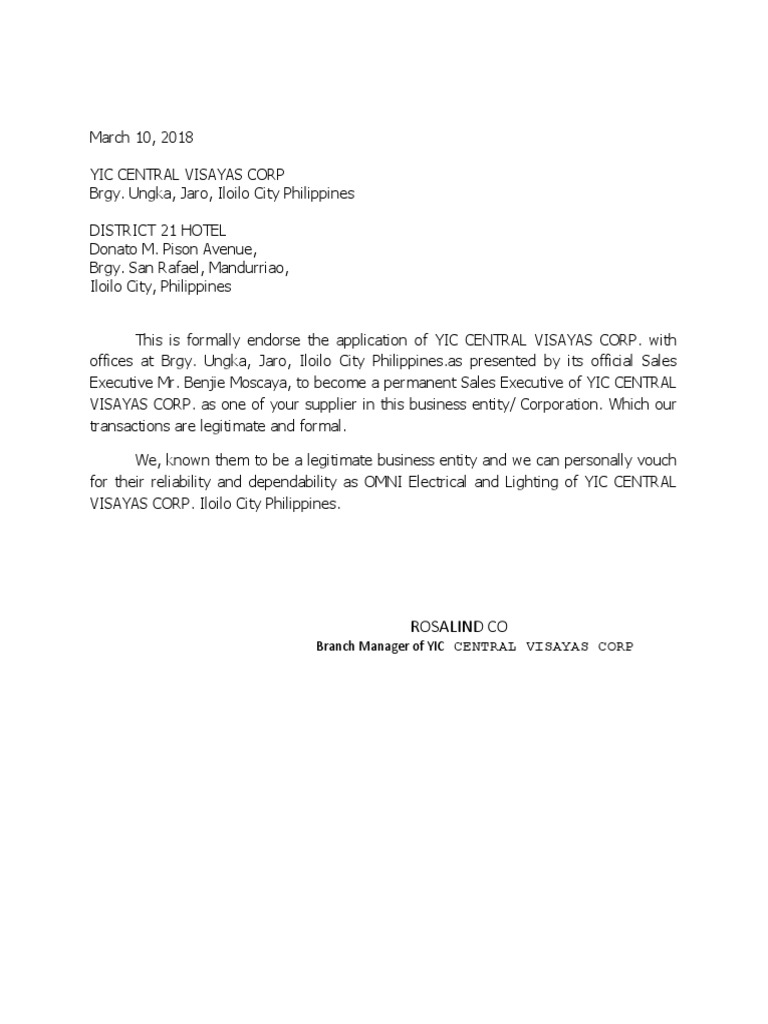 Letter of Endorsement | PDF