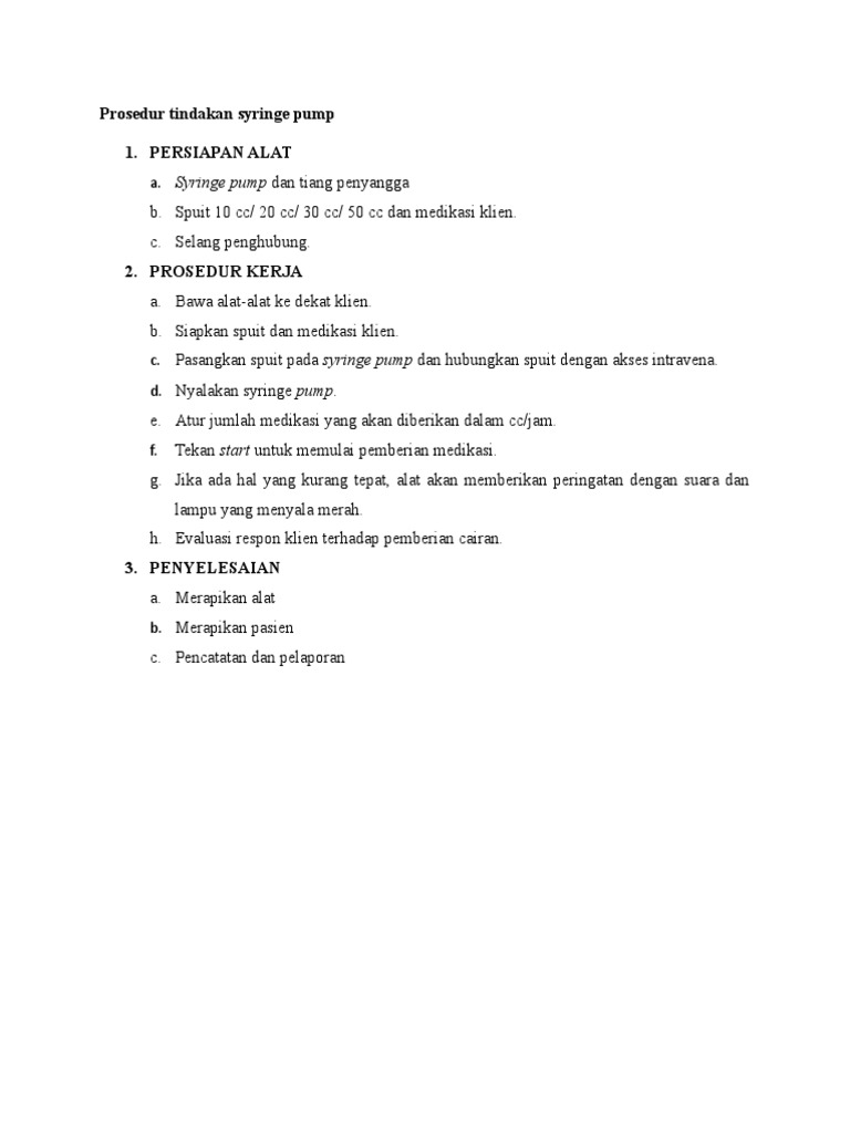 Sop Syringe Pump | PDF