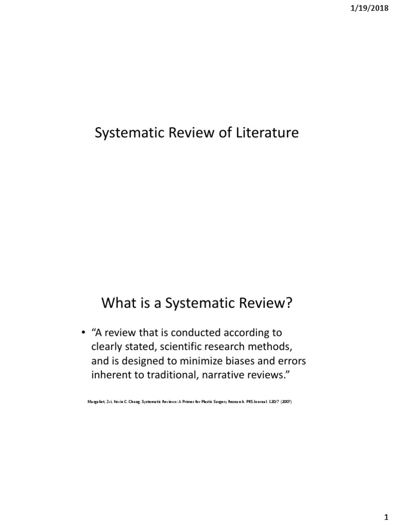Lecture-Systematic Review of Literture | PDF | Systematic Review | Meta ...