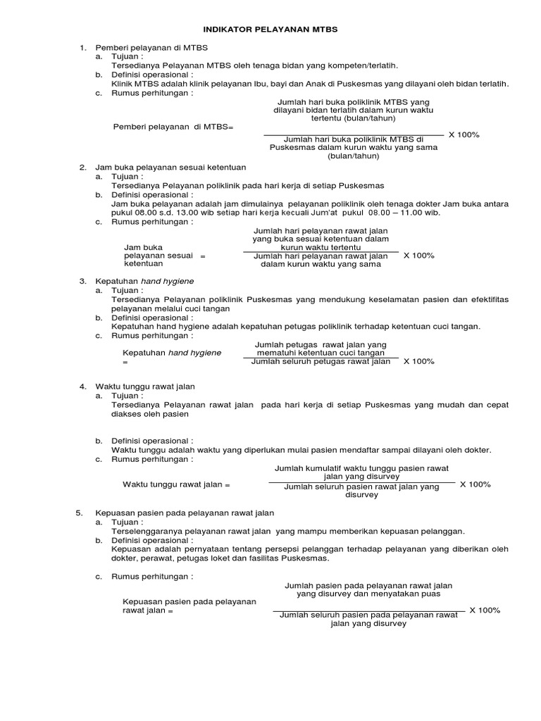 Indikator Pelayanan MTBS | PDF