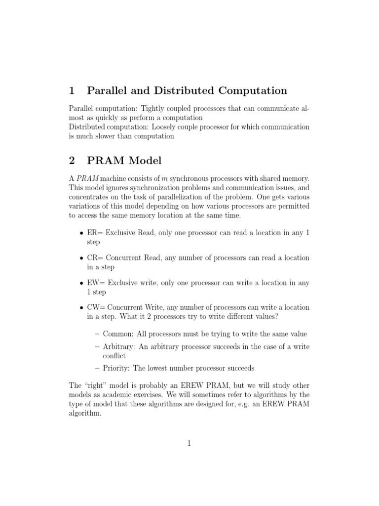 1 Parallel and Distributed Computation | PDF | Parallel Computing | Distributed Computing