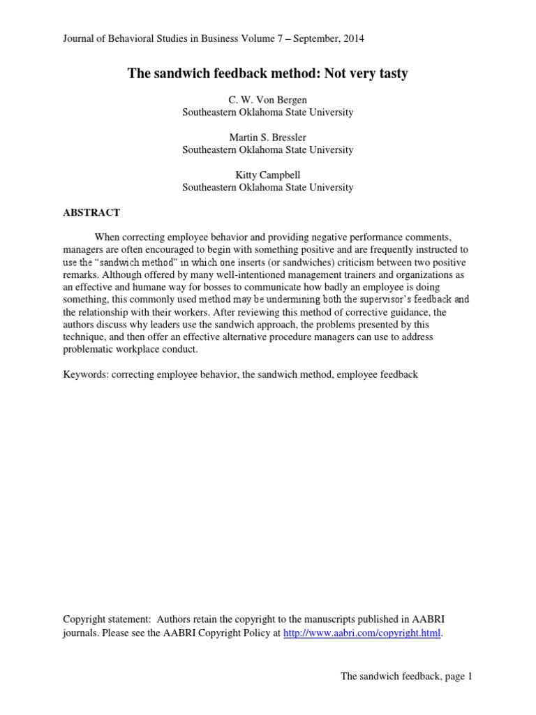 Sandwich Approach | PDF | Employment | Criticism