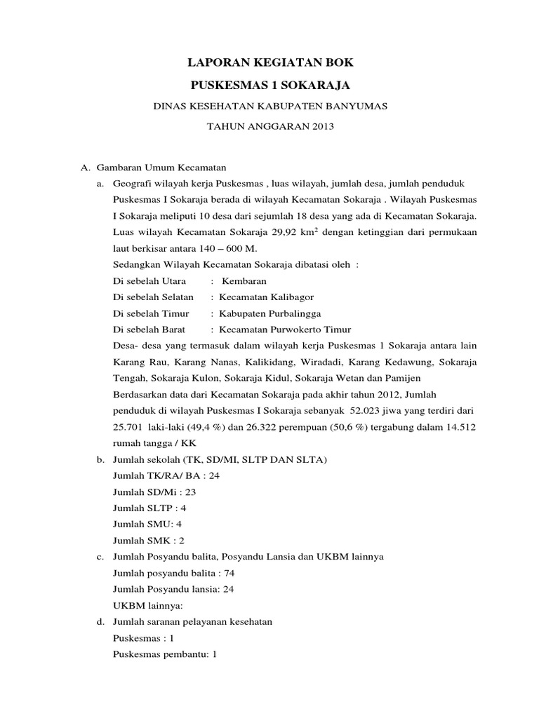 Laporan Kegiatan Bok | PDF