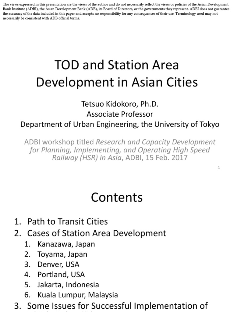 TOD and Station Area Development in Asian Cities | PDF | Public ...