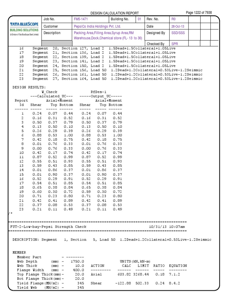 Design Calculation Report Job No. Building No. Rev. No. Customer Date ...