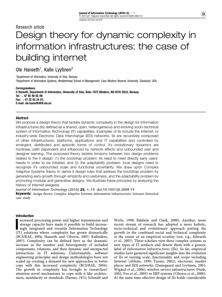 Design Theory for Complex IT Systems | PDF | Complexity | Emergence