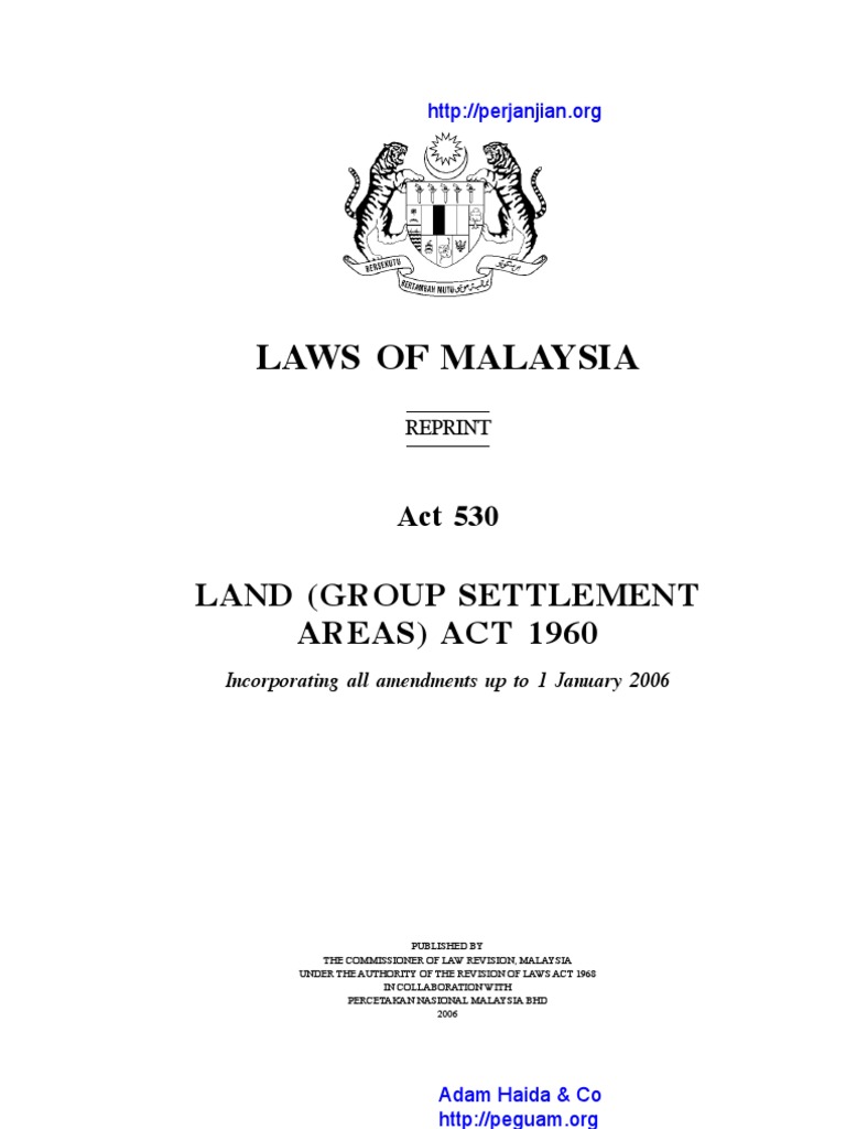 Act 530 Land Group Settlement Areas Act 1960 | PDF | Virtue | Common Law