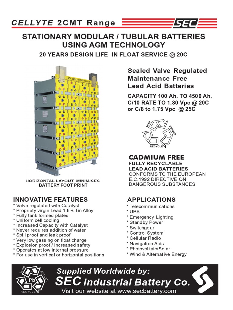 CELLYTE 2CMT Modular/Tubular Lead-Acid Batteries: Technical ...