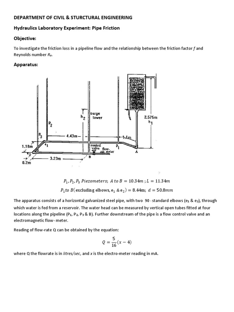 Lab Pipe Friction | PDF | Reynolds Number | Fluid Dynamics