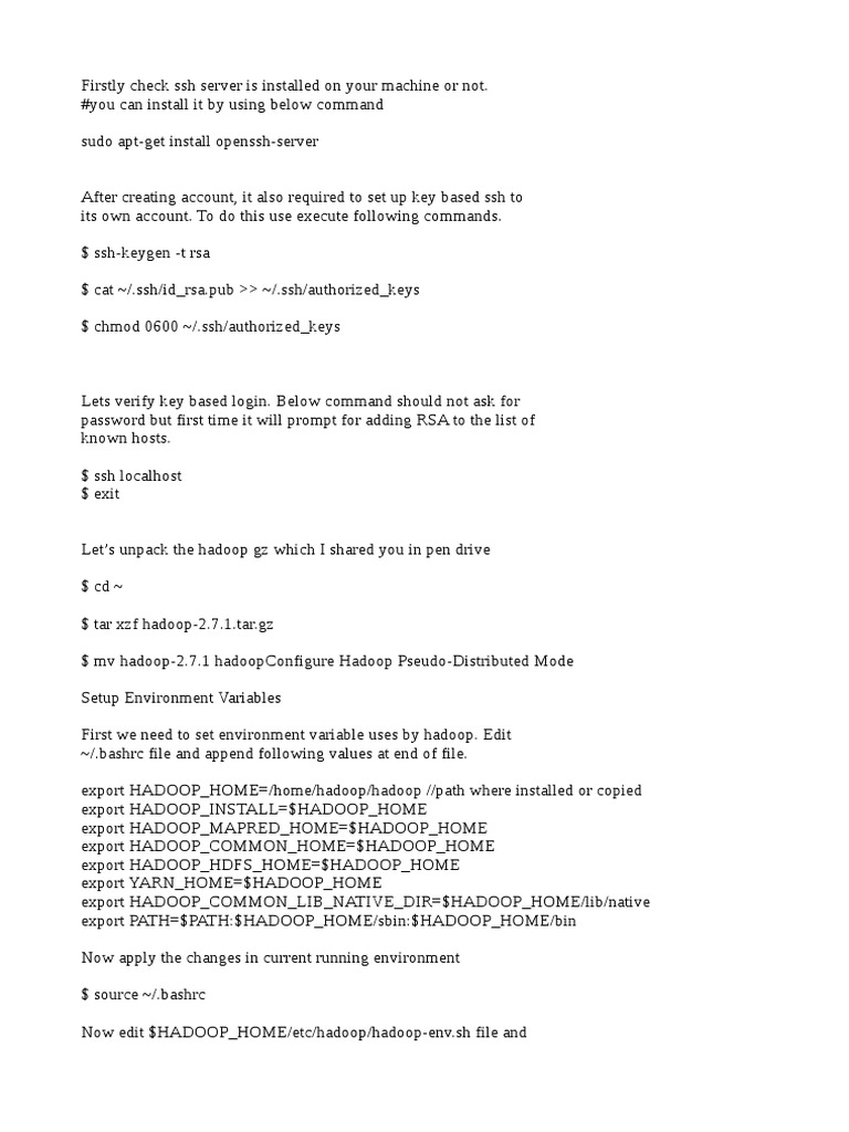 Hadoop Installation On Ubuntu Easy Way Pdf Apache Hadoop Secure Shell