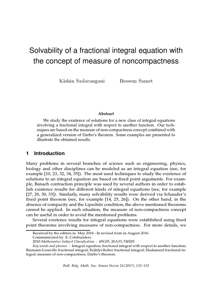 Solvability Of A Fractional Integral Equation With The Concept Of Measure Of Noncompactness