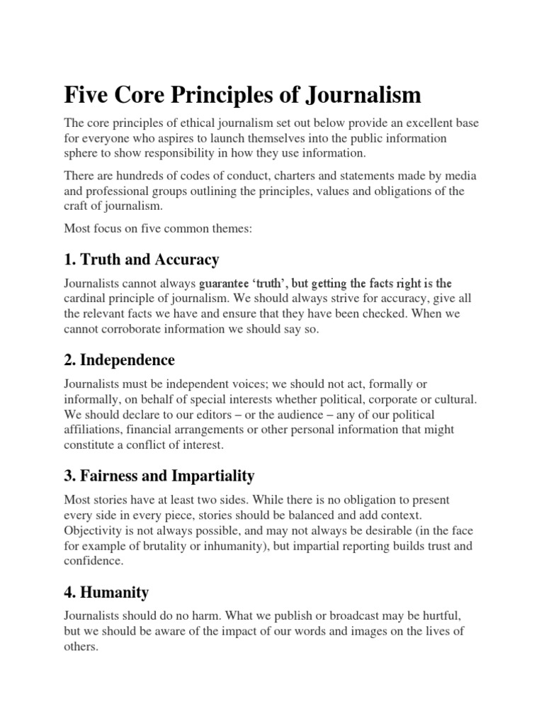 Principles of Journalism | PDF | Journalism | Public Sphere