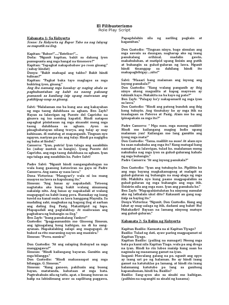 El Filibusterismo Play Script | PDF