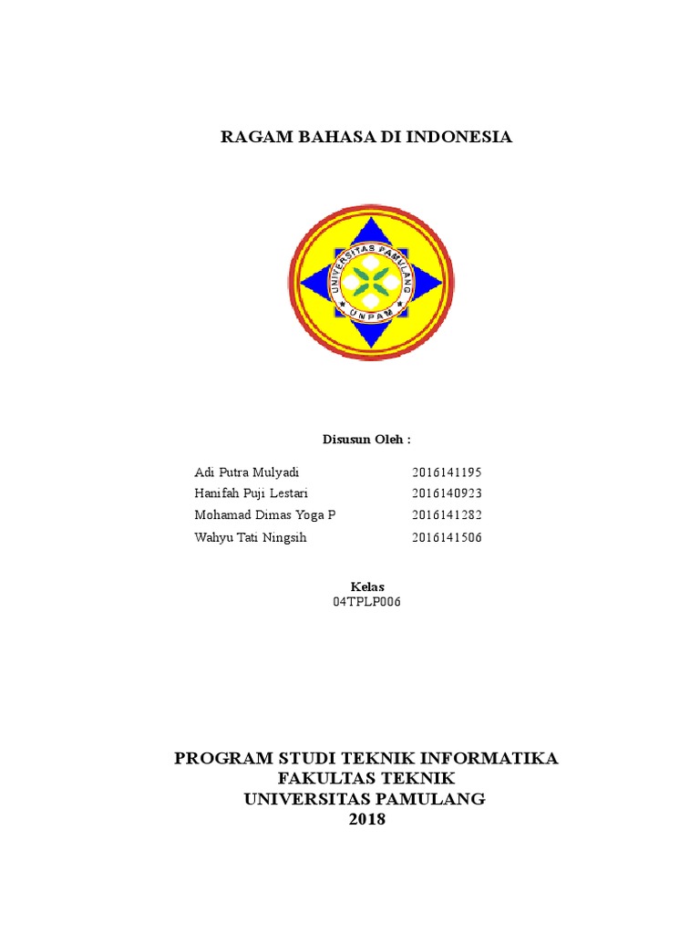 Cover, Bab 1 (Ragam Bahasa Indonesia) | PDF | Karier & Perkembangan ...
